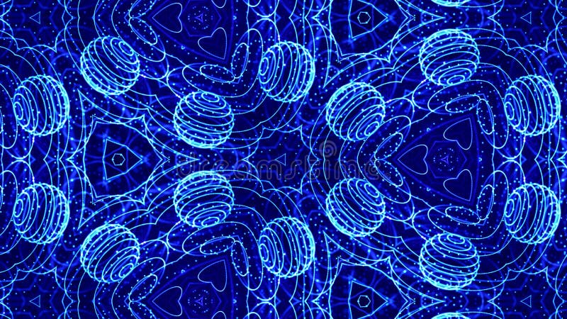 Blue Motion Design Background with Symmetrical Floral Pattern ...