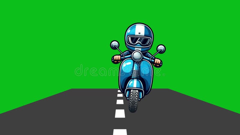 Blue Motorcycle Animation on Green Screen Road Stock Footage - Video of ...