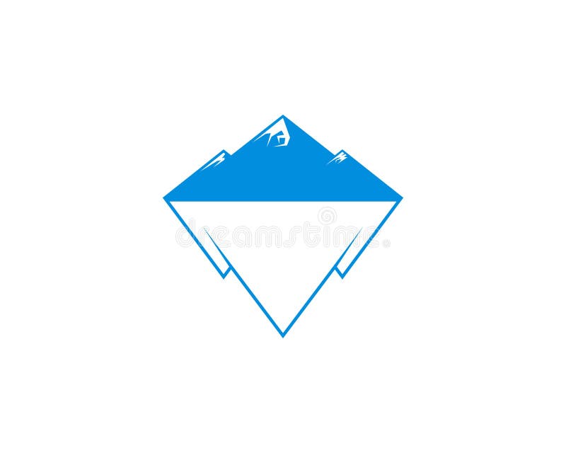 Blue Mountain with Diamond Gems Shape Logo Stock Illustration ...