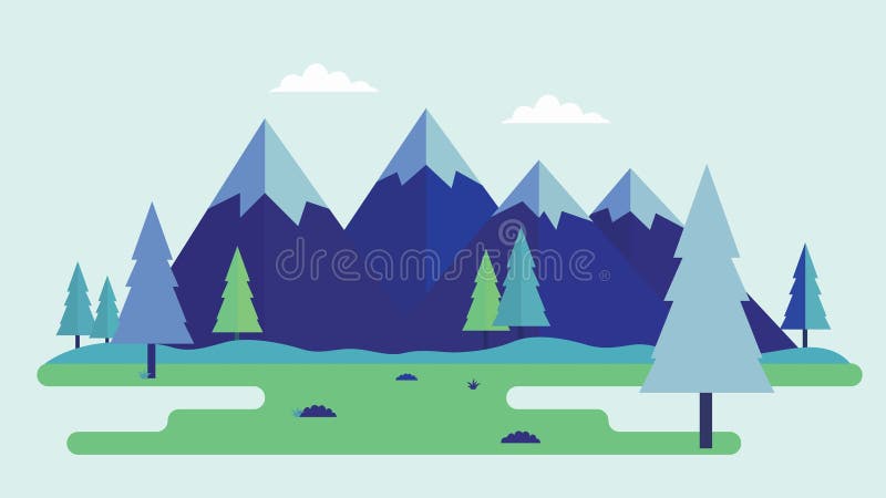 Blue Mountain Nature View Landscape Wallpaper with Pine Trees in Jungle ...
