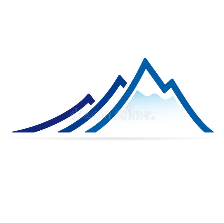 Blue Mountain Ridge Icon in Flat Style Stock Illustration ...