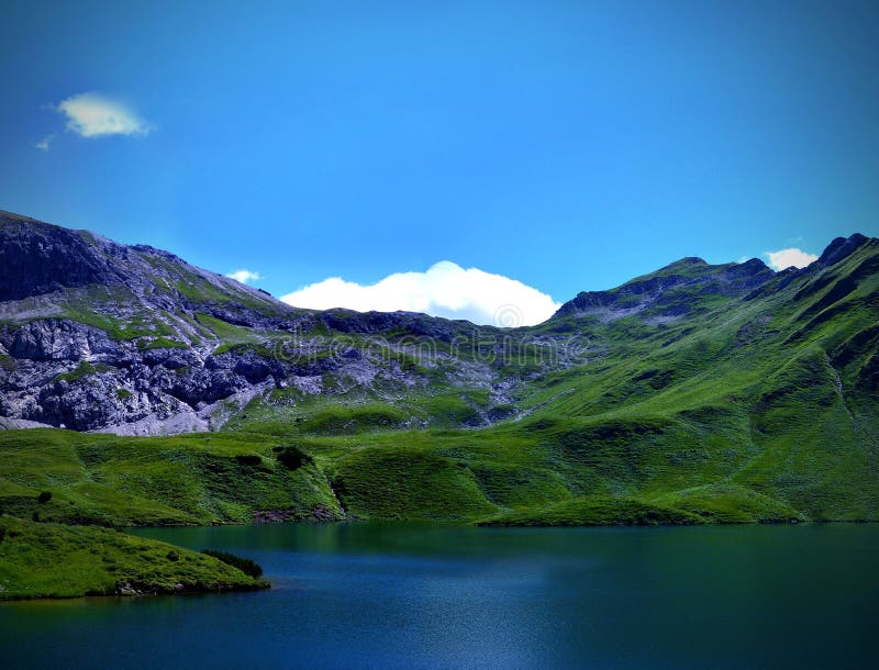 Blue Mountain View with Green Grass Stock Photo - Image of environment ...