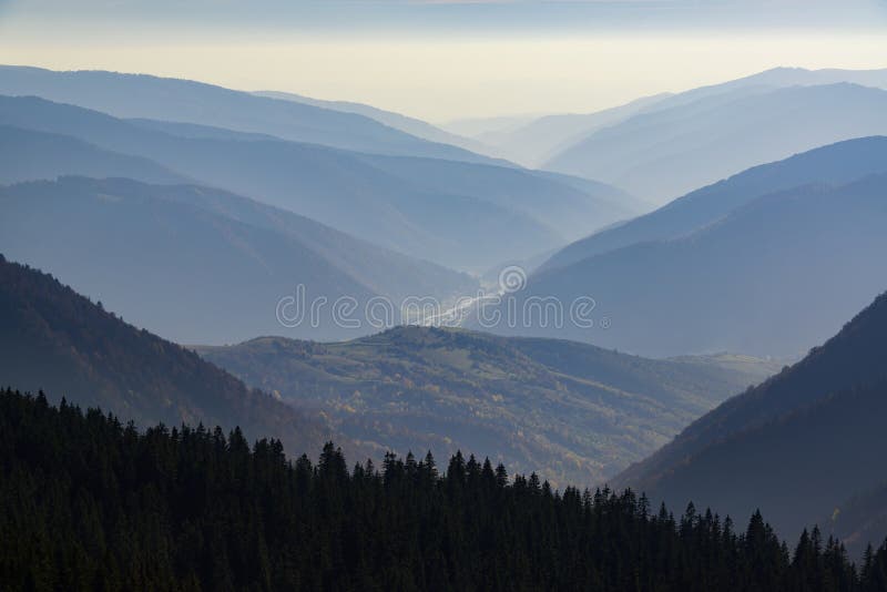 Blue mountains valley stock photo. Image of slopes, ridge - 260225838