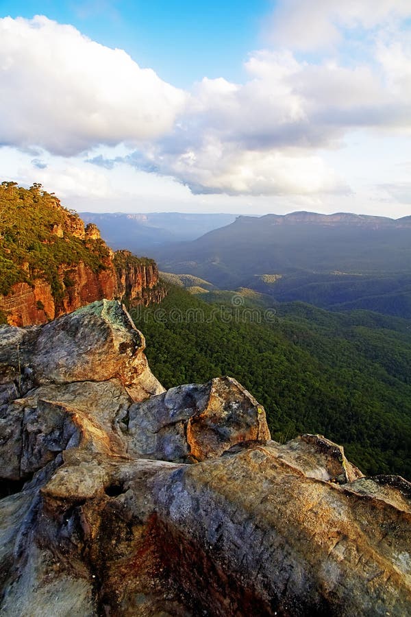 Blue Mountains Sunset, Australia Stock Image - Image of cliff, blue ...