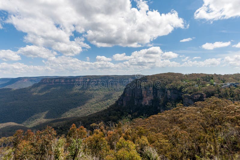 Blue Mountains in Sydney, Australia. Cloudy Blue Sky and Shadows Stock ...