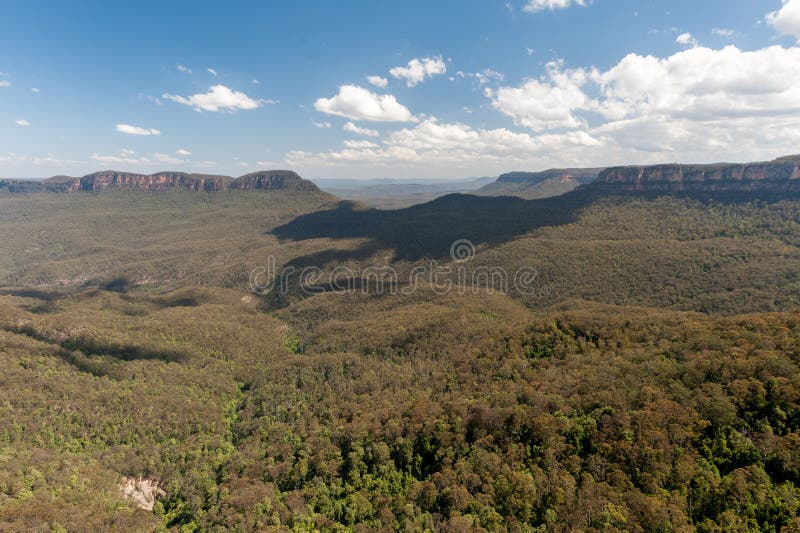 Blue Mountains in Sydney, Australia. Cloudy Blue Sky and Shadows Stock ...