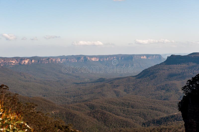 Blue Mountains in Sydney, Australia. Cloudy Blue Sky and Shadows Stock ...