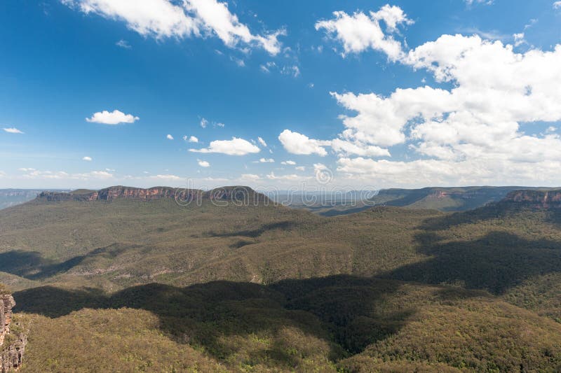 Blue Mountains in Sydney, Australia. Cloudy Blue Sky and Shadows Stock ...