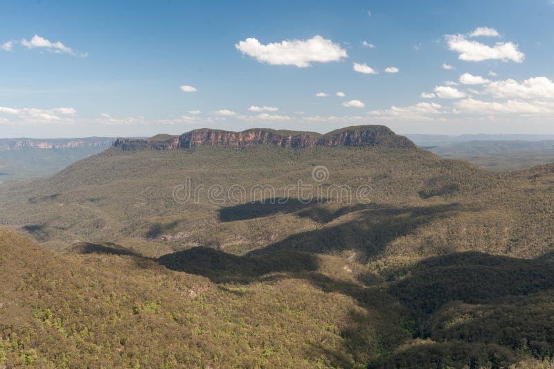 Blue Mountains in Sydney, Australia. Cloudy Blue Sky and Shadows Stock ...