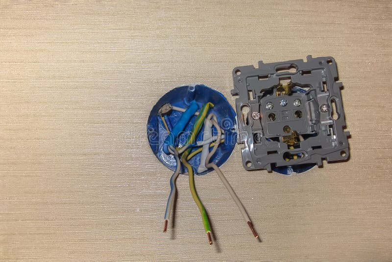 Blue Mounting Block for Installing an Electrical Outlet. Stock Image ...