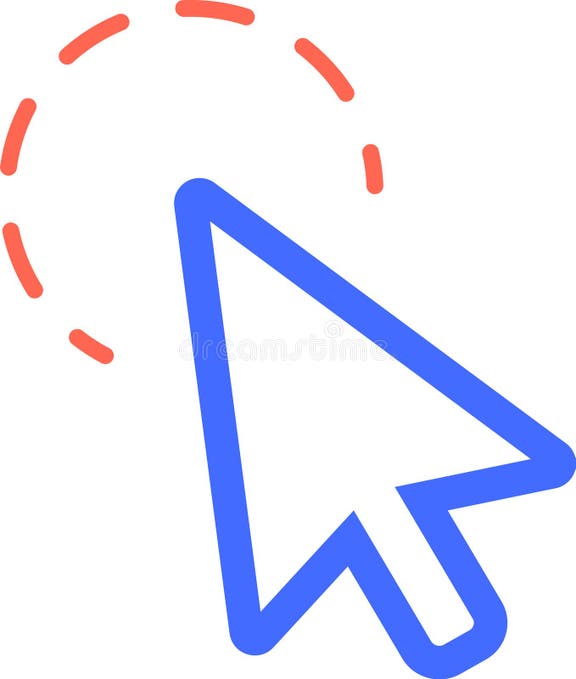 Blue Mouse Arrow Cursor Clicking with Dotted Red Lines Representing ...