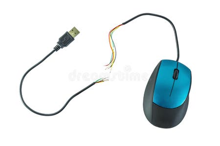 Blue Mouse with Broken Cable Stock Photo - Image of internet, optical ...