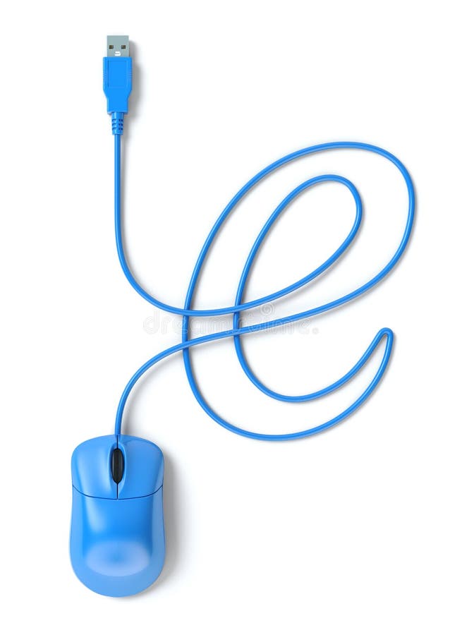 Blue Mouse and Cable in the Shape of Key Stock Illustration ...