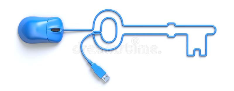 Blue Mouse and Cable in the Shape of Key Stock Illustration ...