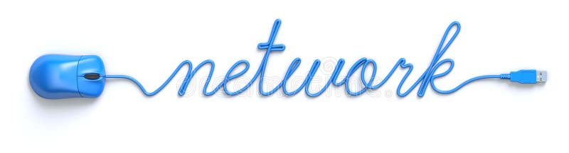 Blue Mouse and Cable in the Shape of Feedback Word Stock Illustration ...