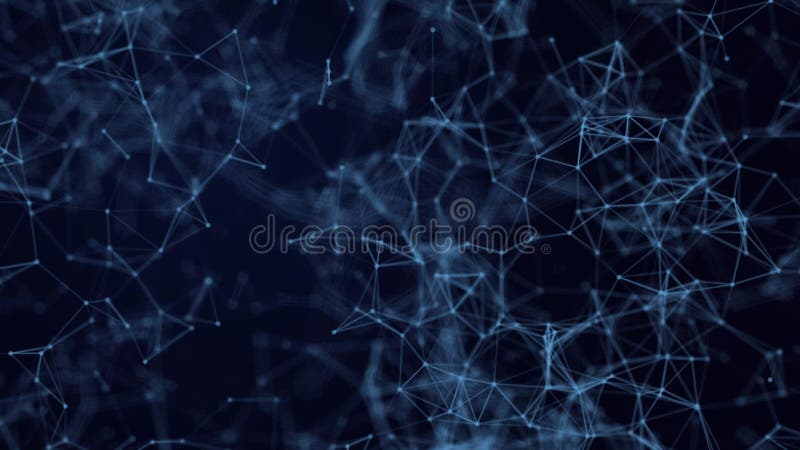 Blue Moving Connecting Particles, Complex Structure, Abstract Animated ...