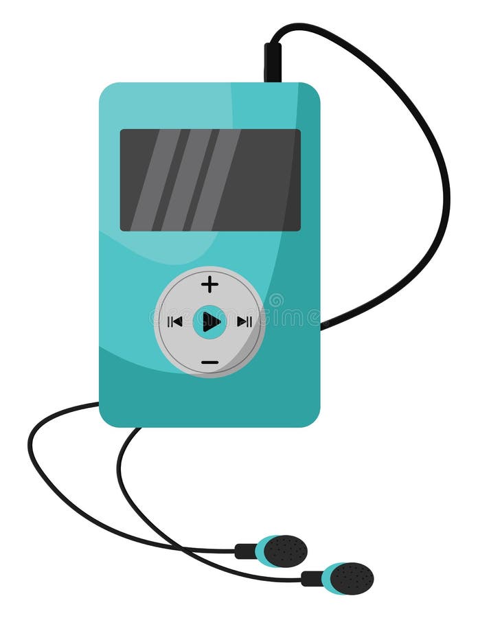Blue mp3 player, icon stock vector. Illustration of mobile - 261373732