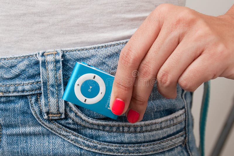 Blue mp3 player stock image. Image of song, mini, portable - 61641647