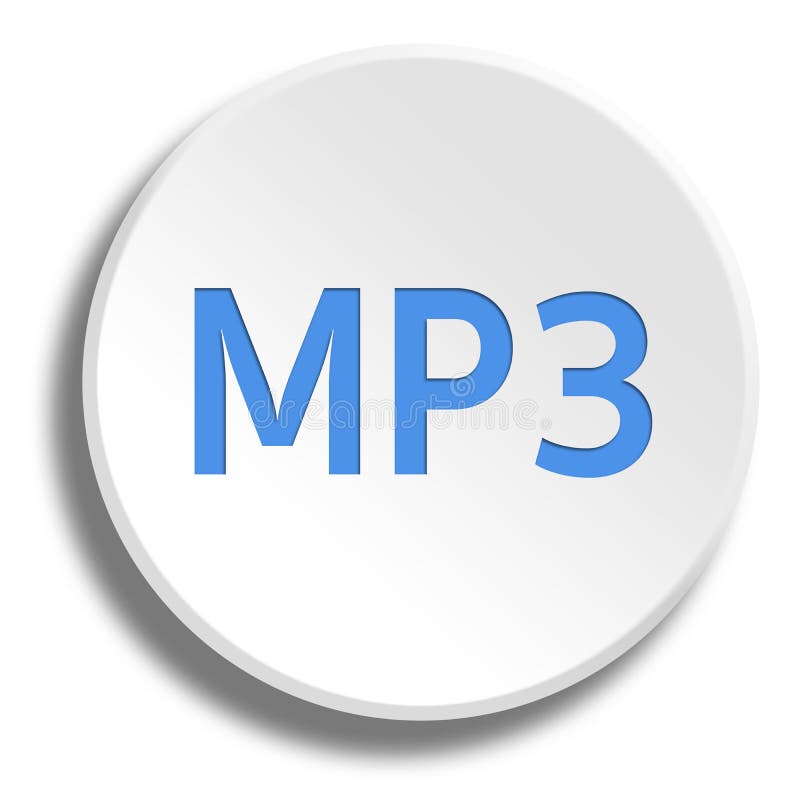 Blue MP3 in Round White Button with Shadow Stock Illustration ...