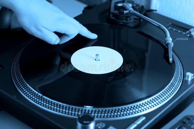 Blue mr dj stock photo. Image of technician, vinyl, electronic - 4226752