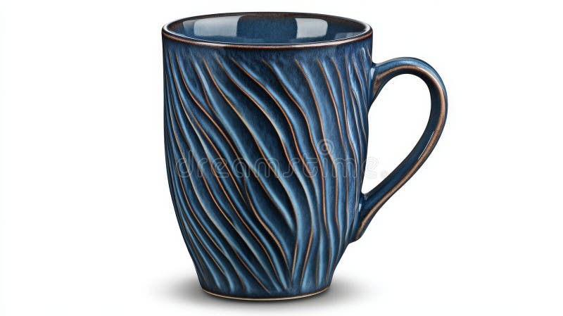 A Blue Mug with a Reflective Surface and Unique Lines Gives Off a ...
