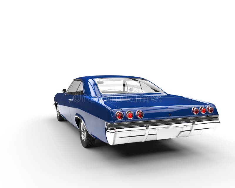 Blue Muscle Car - Back View Stock Photo - Image of chevy, automobile ...