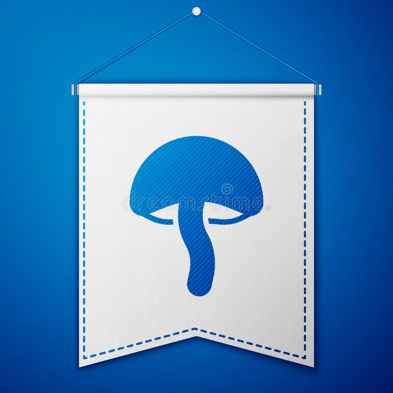 Blue Mushroom Icon Isolated on Blue Background. White Pennant Template ...