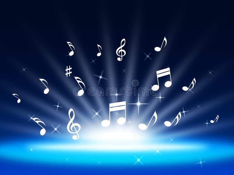 Blue Music Background Means Instruments and Soundwaves Stock ...