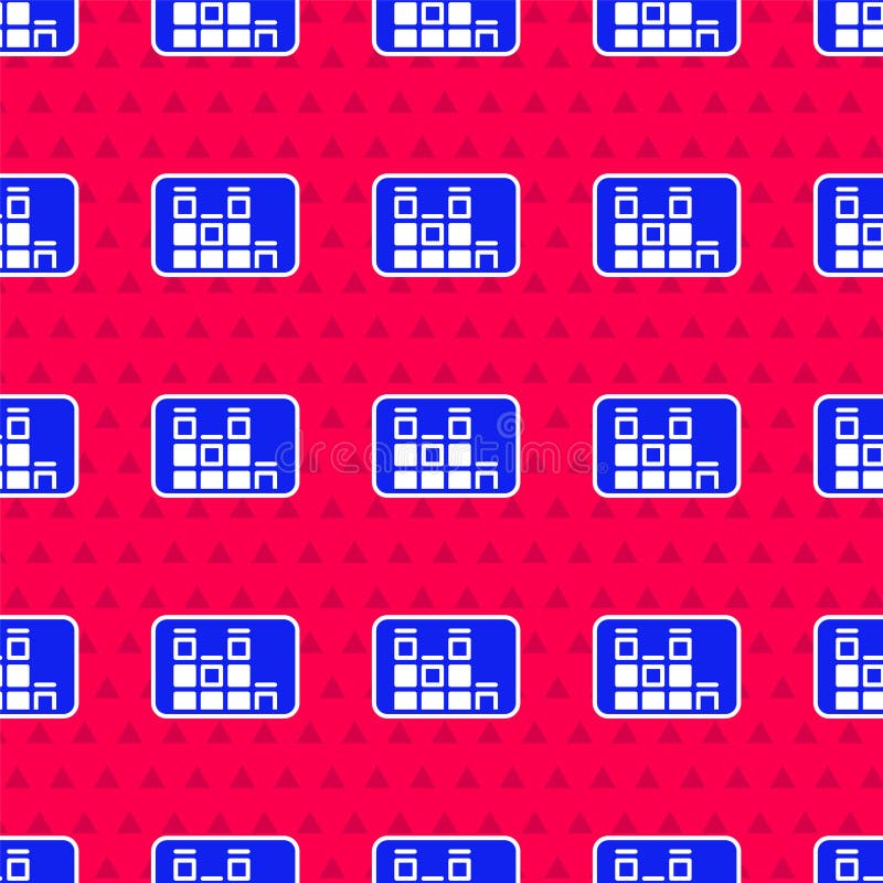 Blue Music Equalizer Icon Isolated Seamless Pattern on Red Background ...