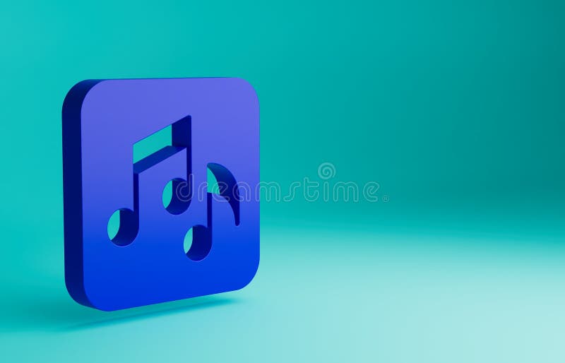 Blue Music Note, Tone Icon Isolated on Blue Background. Minimalism ...
