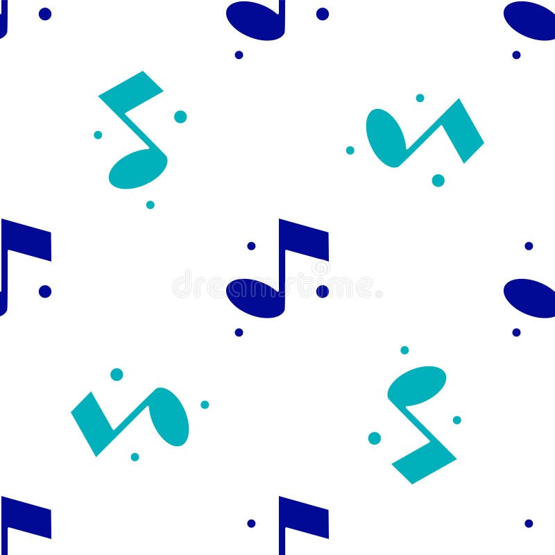 Blue Music Note, Tone Icon Isolated Seamless Pattern on White ...
