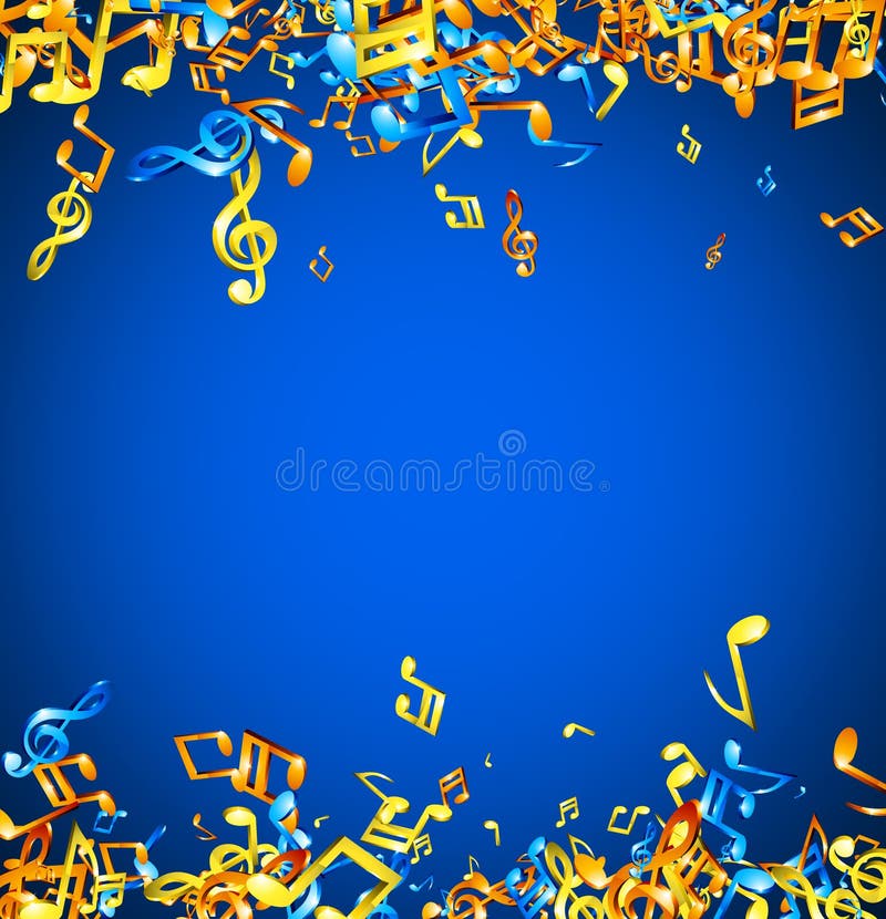 Blue Musical Background with Notes. Stock Vector - Illustration of ...