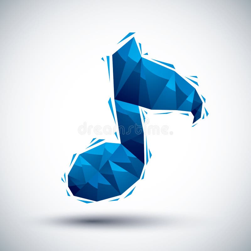 Blue Musical Note Geometric Icon Made in 3d Modern Style, Best F Stock ...
