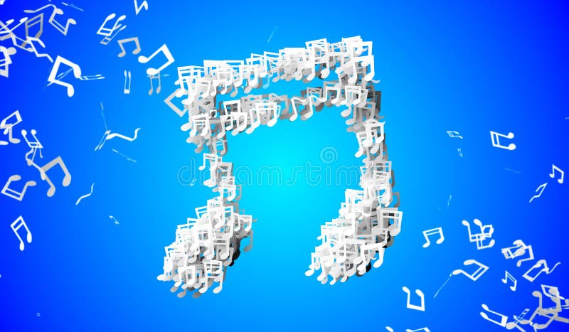 Blue Musical Note Particles 3D Stock Illustration - Illustration of ...