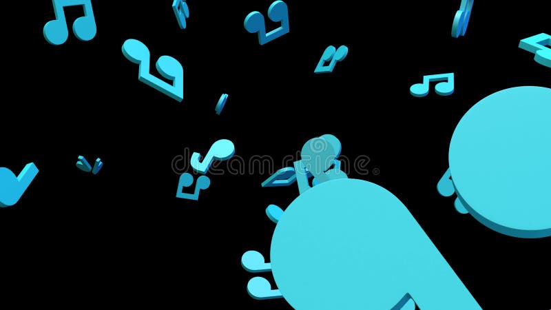 Blue Musical Notes on Black Background. Stock Video - Video of backward ...