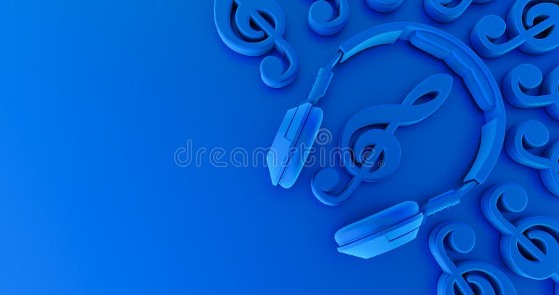 Blue Musical Notes with Headphone in the Middle, Concept Music Stock ...