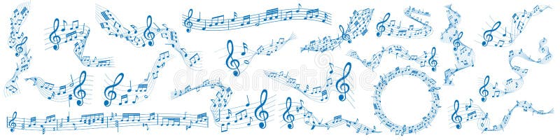 Blue Musical Notes Melody on Transparent Background Stock Vector ...