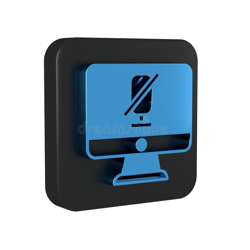 Blue Mute Microphone on Computer Icon Isolated on Transparent ...