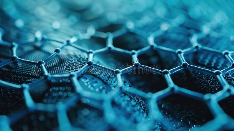 Blue Nanostructure Pattern: Close-Up of Hexagonal Mesh Texture Stock ...