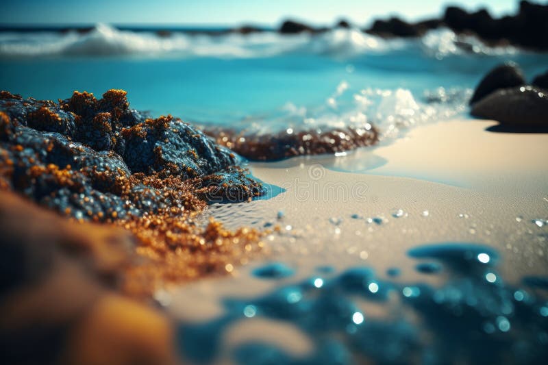 Blue Natural Beach and Ocean Background. Illustration AI Generative ...