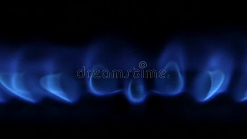 Blue Flames Spread Across the Gas Burner in Slow Motion. the Process of ...