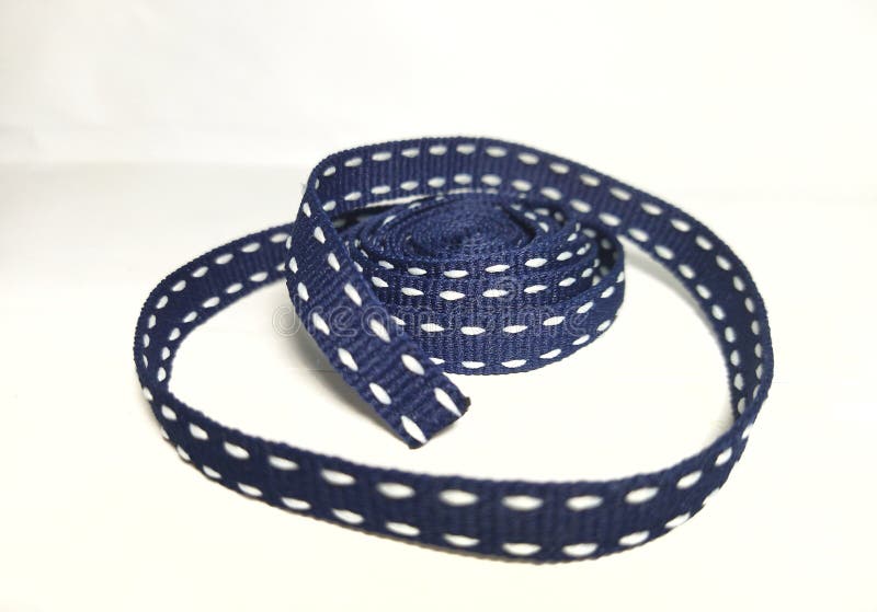 Blue Navy with White Pattern Ribbon, Isolated on White Stock Image ...