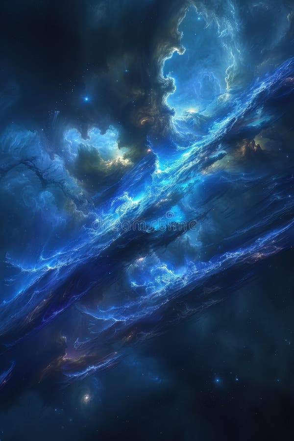 Blue Nebula in Deep Space stock illustration. Illustration of swirling ...