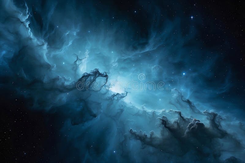 A Blue Nebula in Interstellar Space Stock Illustration - Illustration ...