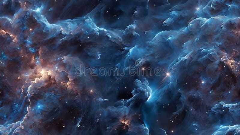 Blue Nebula with Lightning in the Universe Stock Image - Image of star ...