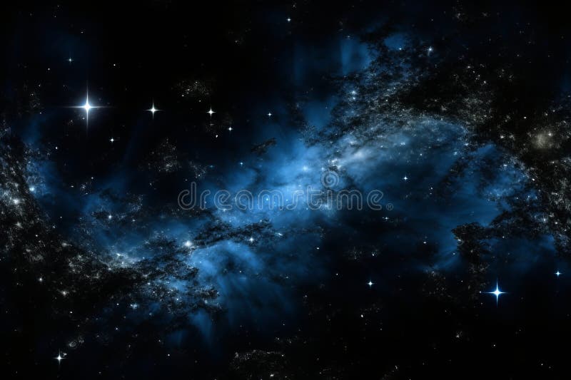 A Blue Nebula in Space with Stars Stock Illustration - Illustration of ...