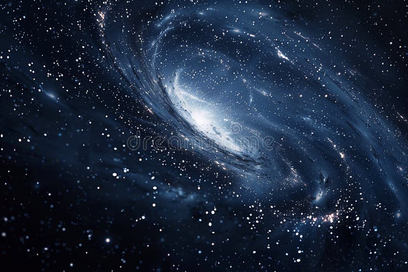 Blue Nebula and Spiral Galaxy Cluster in Space. Stock Photo - Image of ...