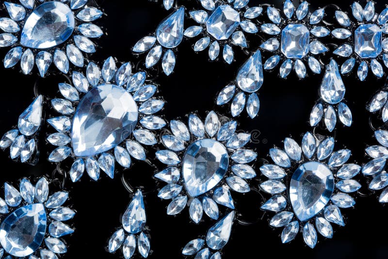 Blue Necklace on a Black Background. Gems. Stock Photo - Image of ...