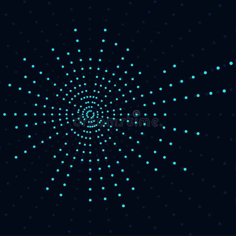 Blue Neon Abstract Background. Circles of Glowing Pixels, Concentric ...