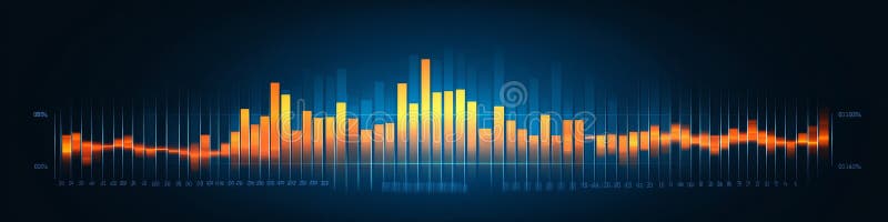 Blue Neon Background with Bright Vector Graph Showing Rising Data, in ...